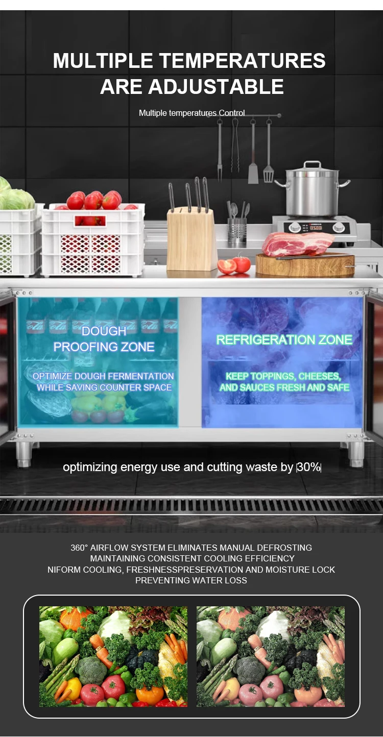 Commercial Single-Temperature Counter Pizza Salad Sandwich Prep Table ...