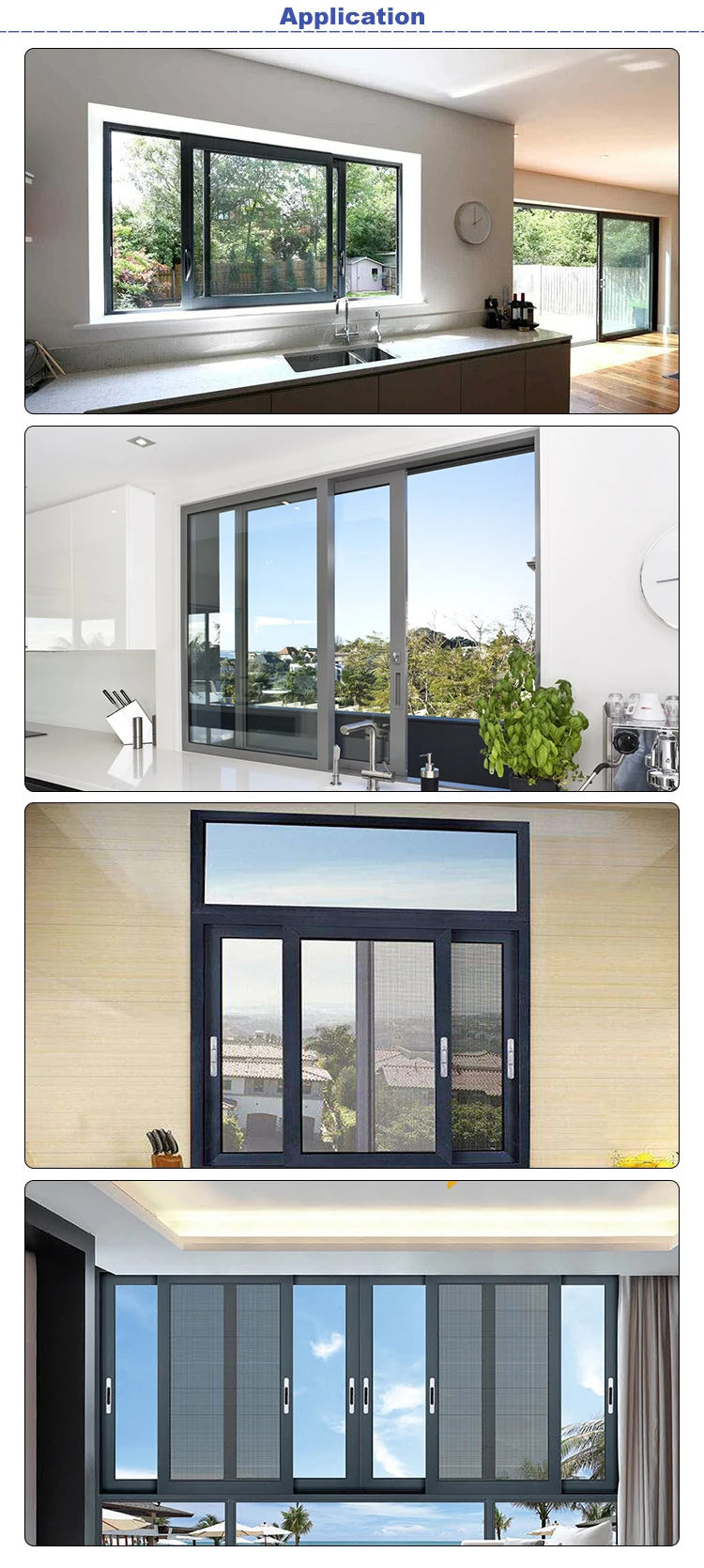 House Hurricane Impact Aluminum Double Sliding Windows Tempered Glass ...