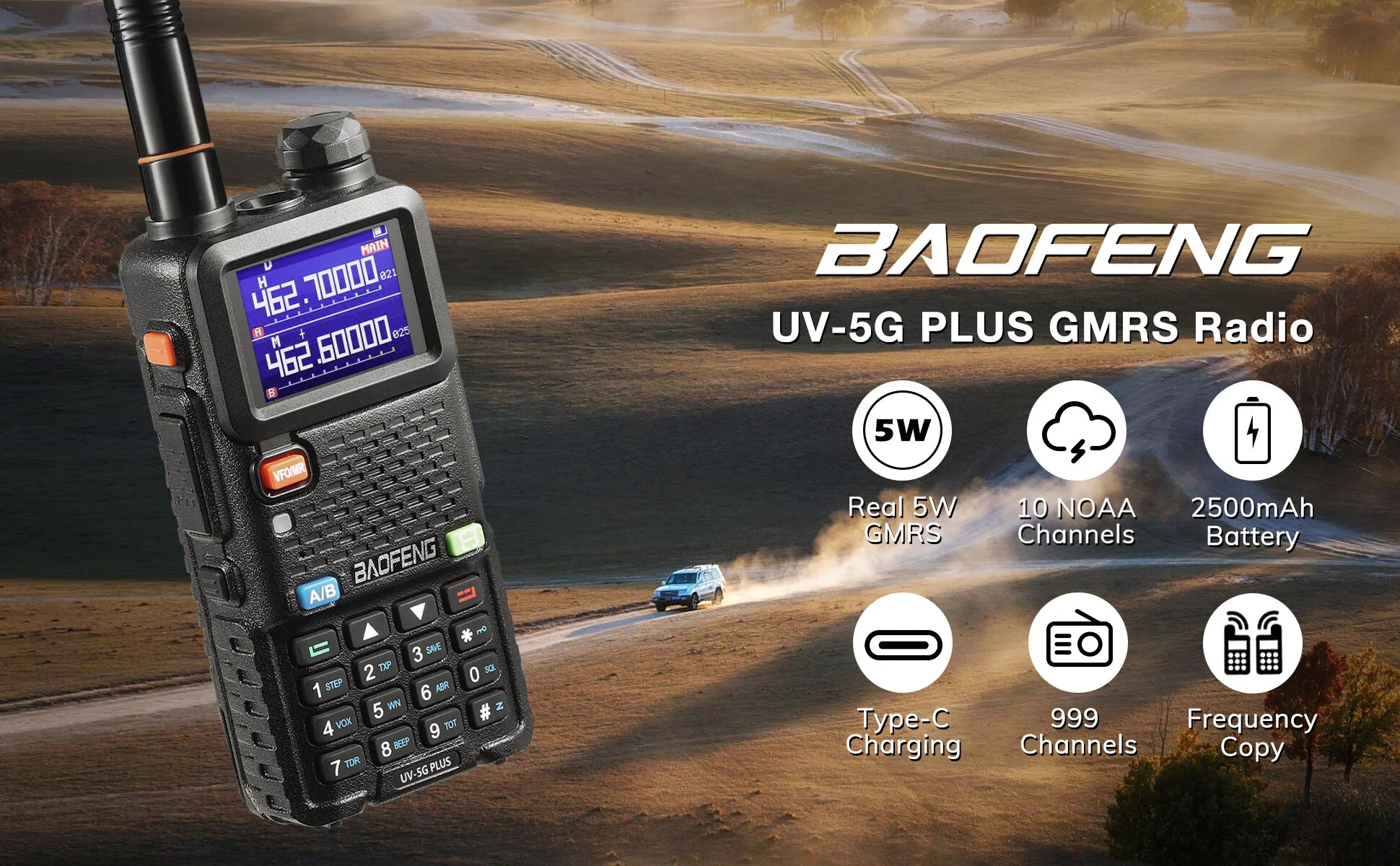 UV-5G Plus Baofeng 5W Handheld Radio - Long Range & NOAA
