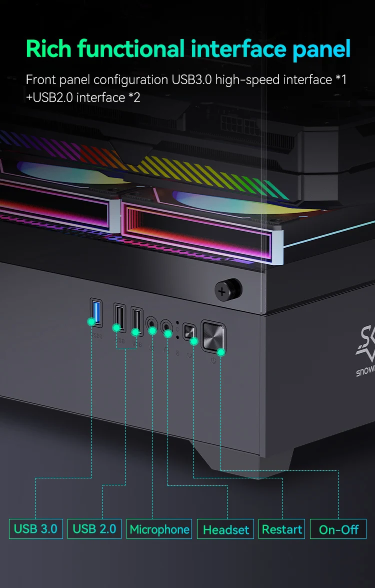 SNOWMAN Modern PC Case Mid Tower Chassis for ATX and M ATX High Airflow ...
