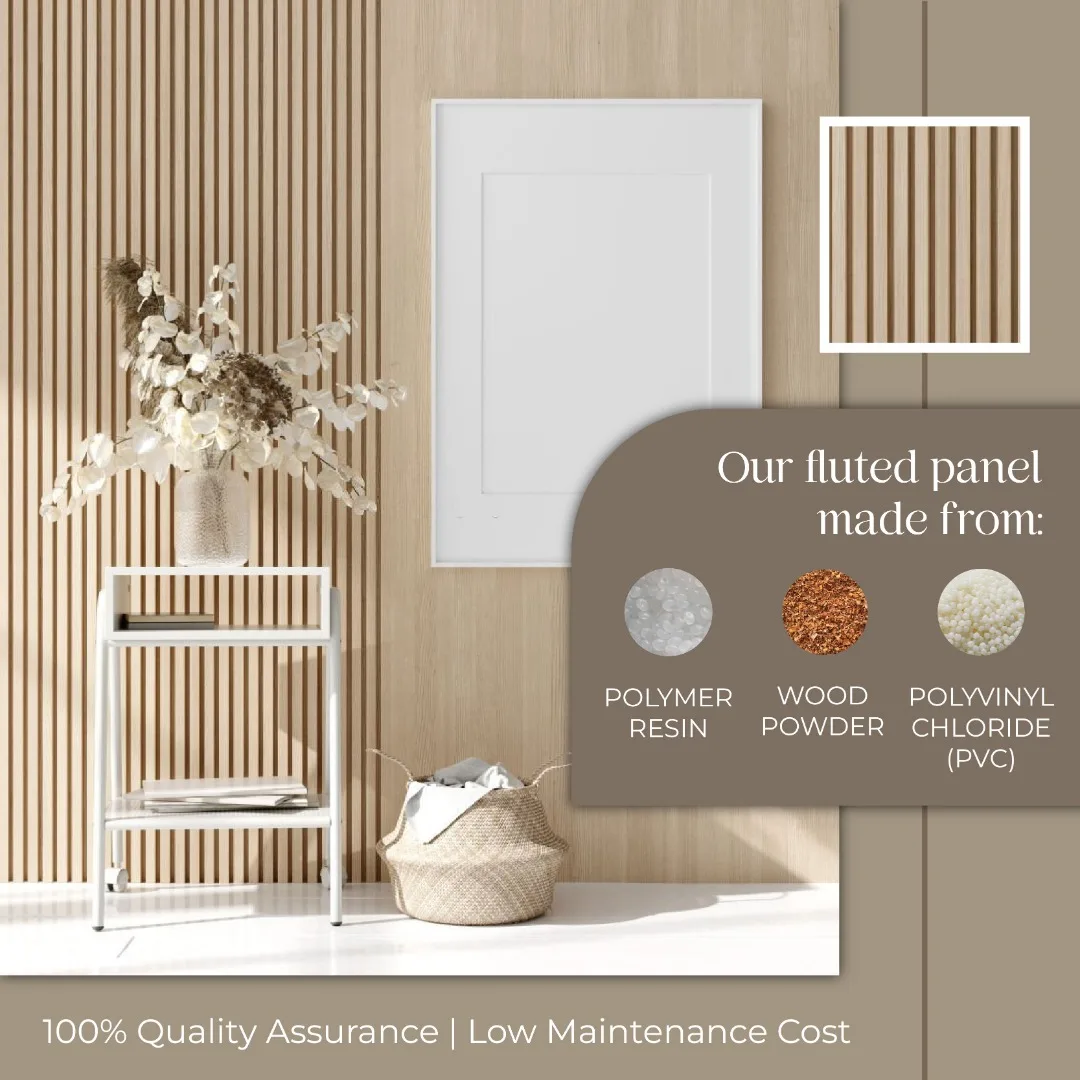 Indoor Decorative Material Wood Color Double Layer Wpc Pvc Fluted Wall ...