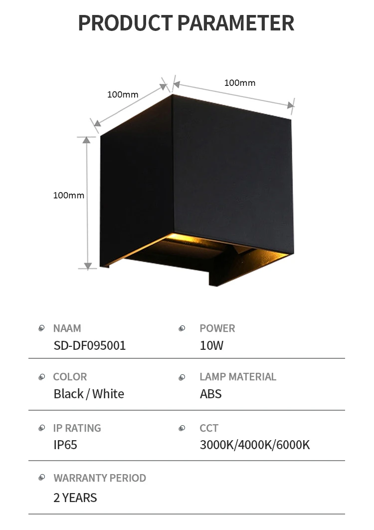 Square Aluminum Wall Mounted Lamp - Outdoor Decorative LED