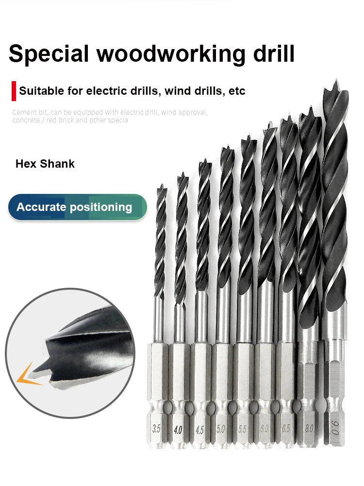 Hss Fully Ground Stubby Wood Brad Point Drill Bit For Wood Precision ...