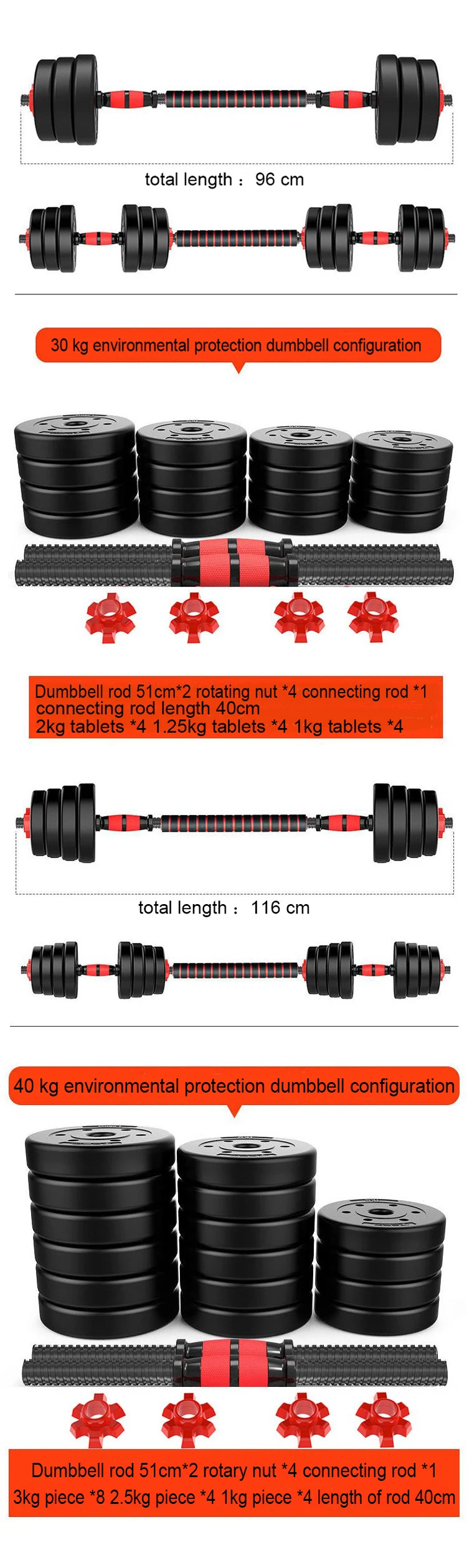 20kg Cement Weight Lifting Dumbbel Detachable Changeable Dumbbell 40 Kg ...