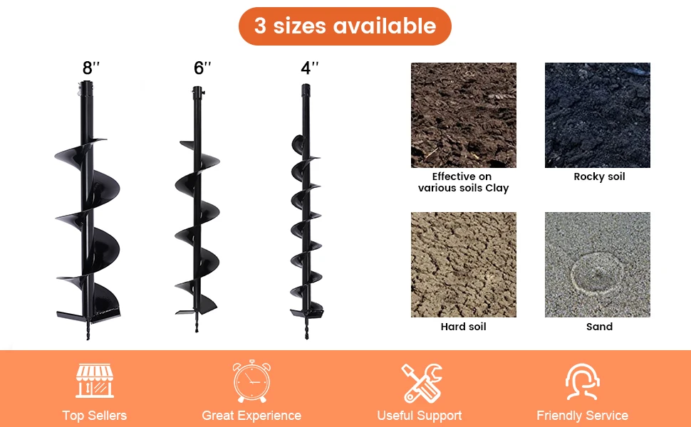 52CC Gasoline Powered Heavy Duty Earth Auger & Digger, 150mm Drill, OEM