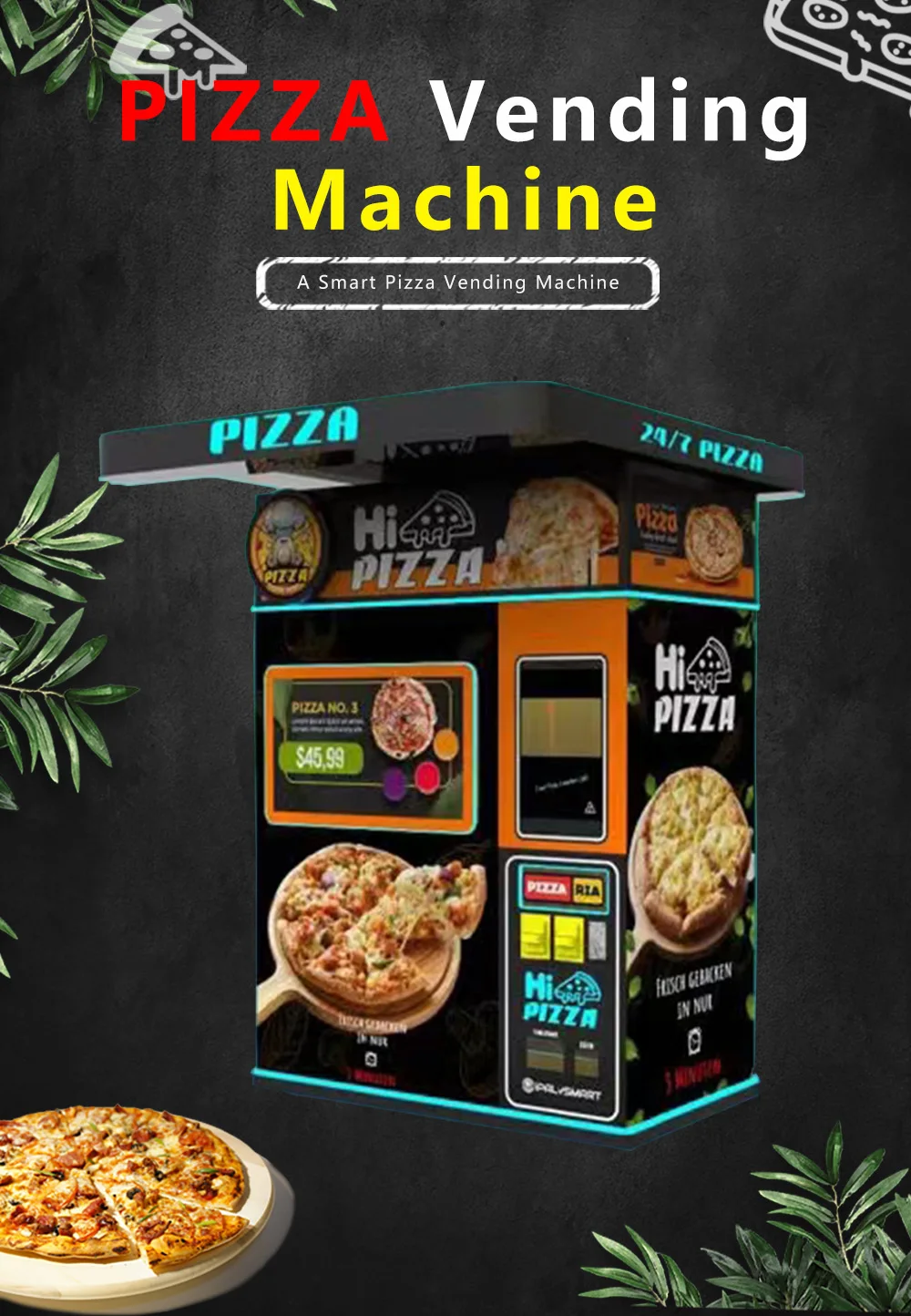 Pizza Vending Machine - 24 Hours Self Service Outdoor