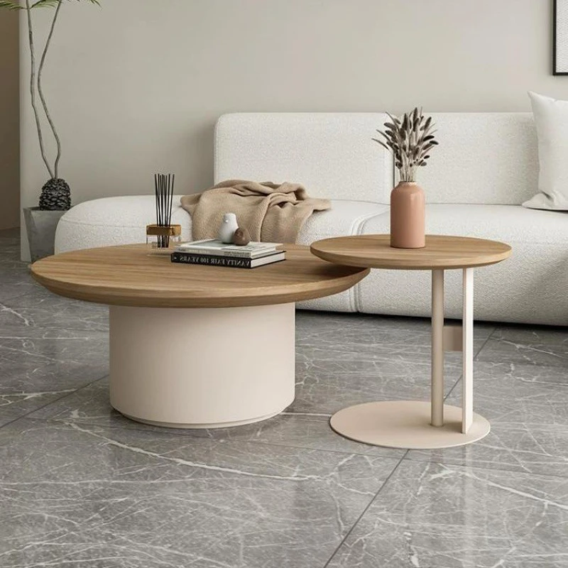 Cream Solid Wood Coffee Table Home Living Room Modern Premium Round ...