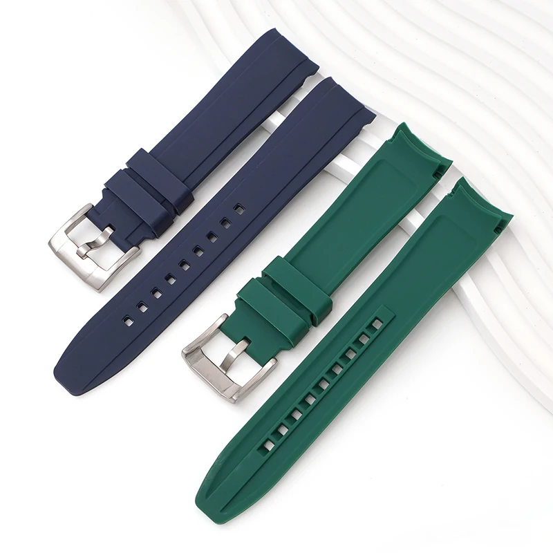 Customized Curved End Rubber Watch Strap 22mm Soft Diving Silicone ...
