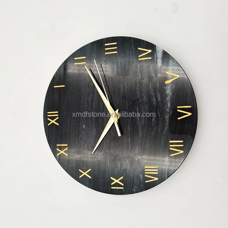 Natural Marble Stone Gem Crystal Clock Wall Marble Desk Clock With ...