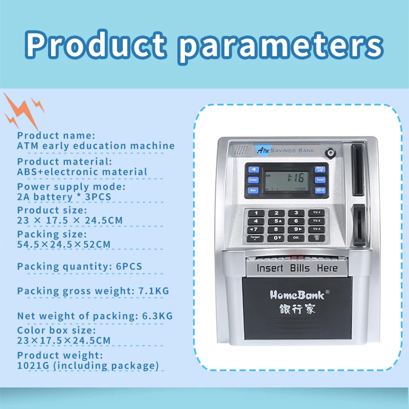 Atm Piggy Bank Savings Bank Toys Atm To Store Money Safe Deposit Money ...