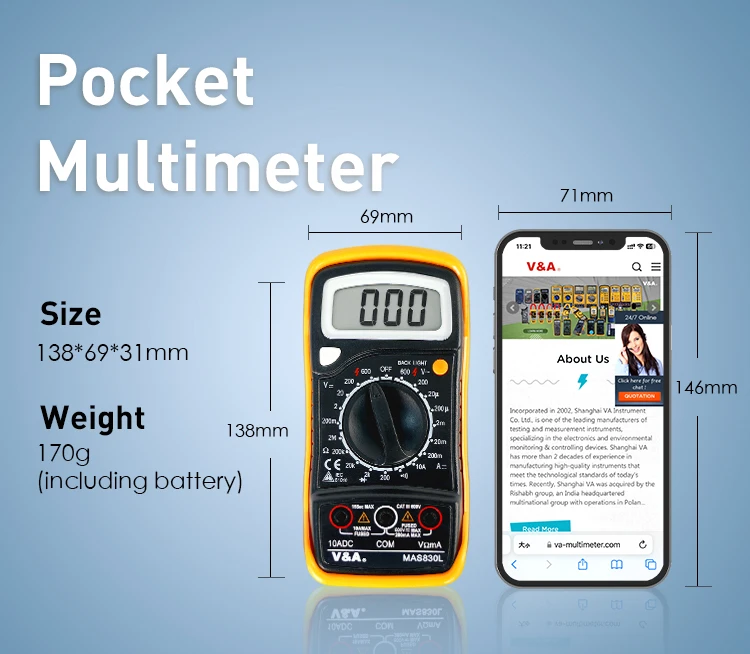 Va Brands Digital Multimeter Manual Range Dc Digital Multimeter Dmm ...