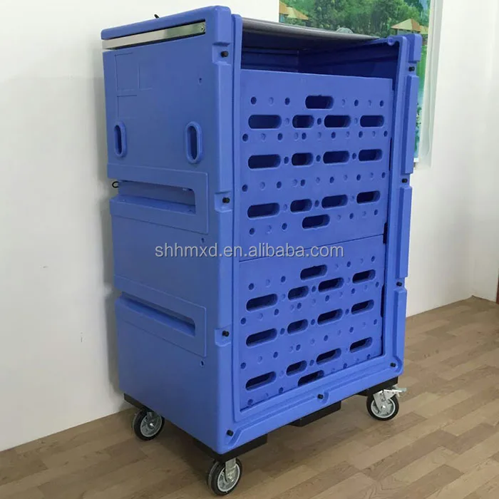 Plastic Laundry Cage Linen Trolley with Shelves for Hotel