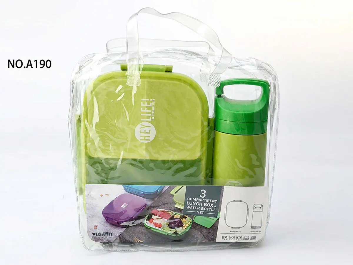 New Arrival Students 3 Compartment Leakproof Lunch Box With Water ...