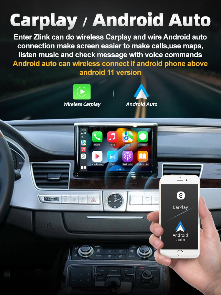 8 Inch Retractable Android Carplay Screen for Audi A8 D4