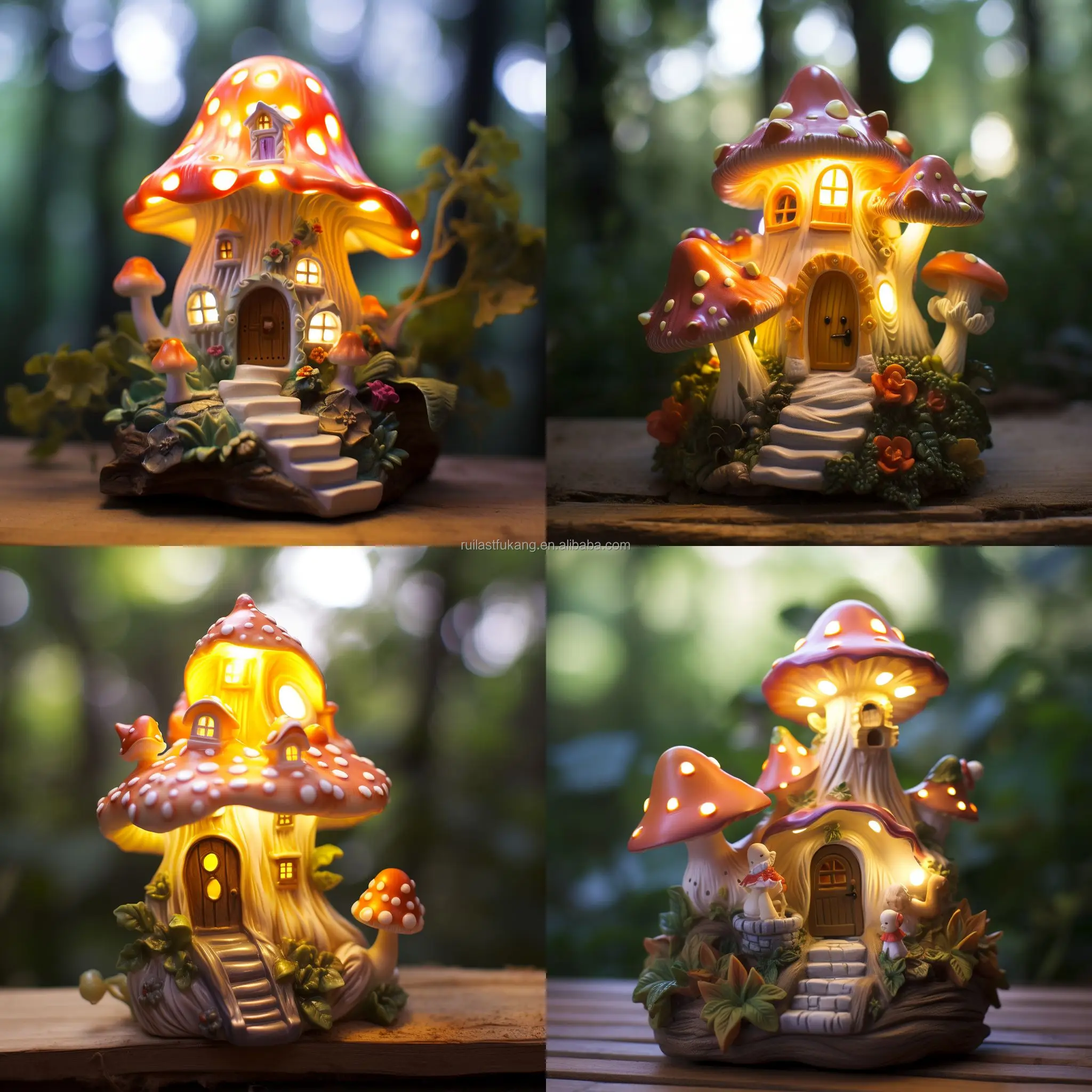 New 2024 Resin Fairy House Statues with Solar Powered Lights Funny ...