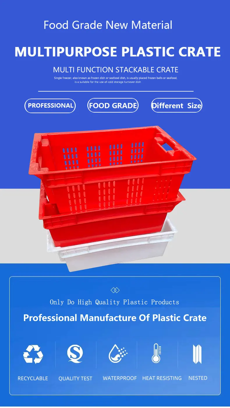 White Color Industrial Meat Crates - Durable & Stackable