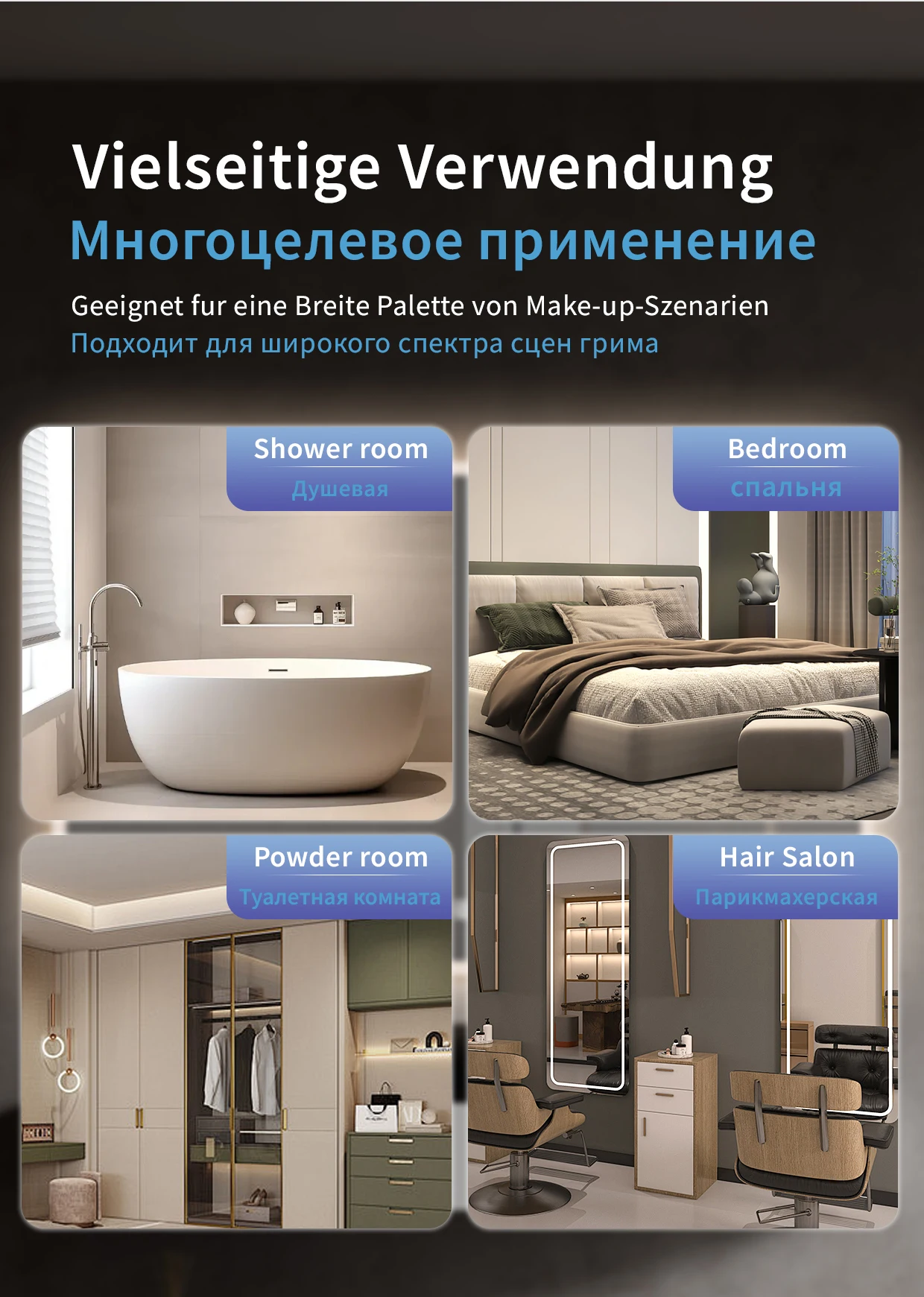 Smart Mirror - Anti-Fog LED Bath Mirror with Touch Screen, Dimmable ...