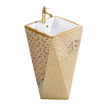 High Quality Bathroom Diamond Design Golden Bath Sink Ceramic Gold ...