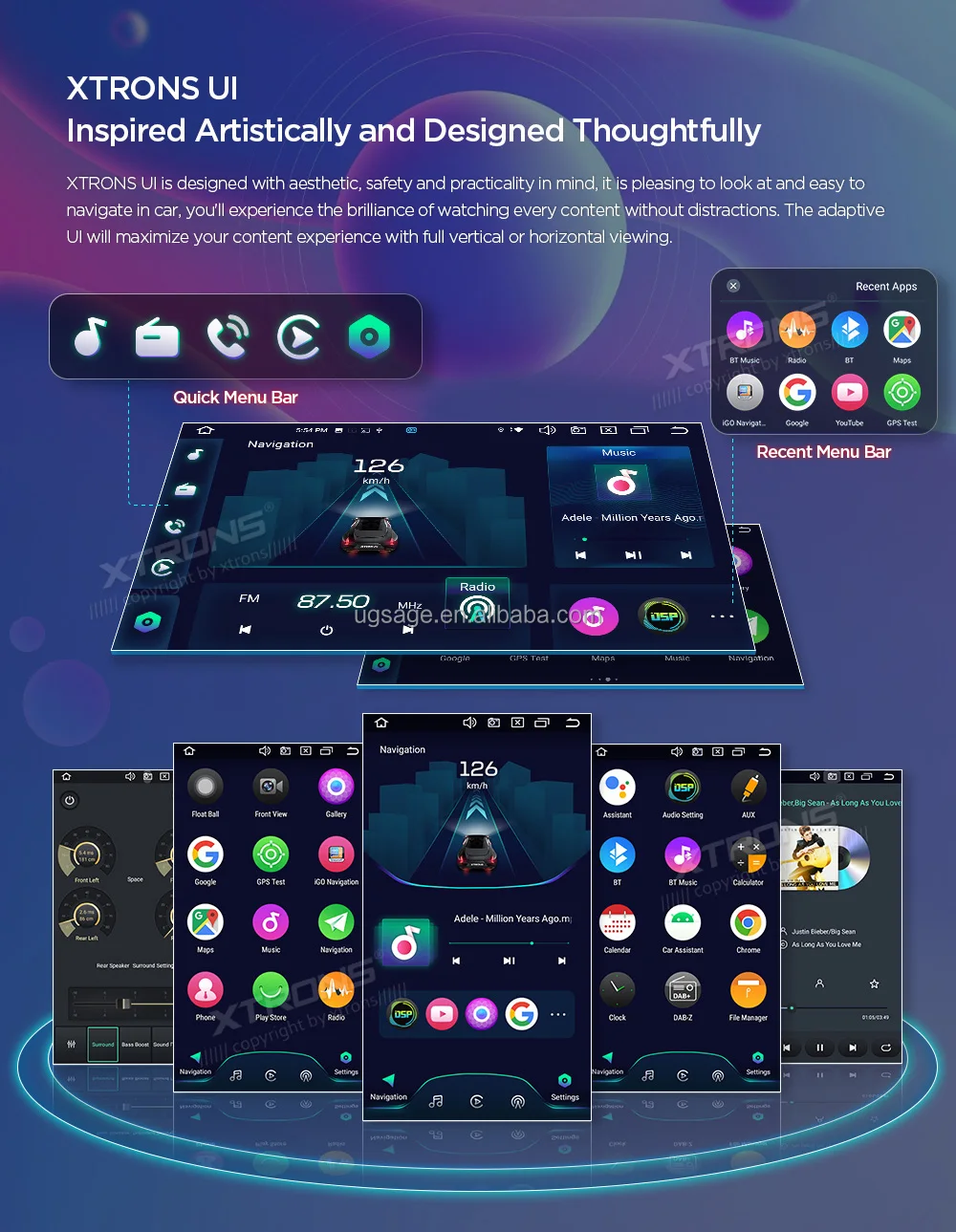 Xtrons 12.8英寸1920*1080双din车载收音机8 + 128g可旋转qled车载安卓屏幕4g Lte重力传感器carplay屏幕 - Buy 双din汽车音响,2 Din ...