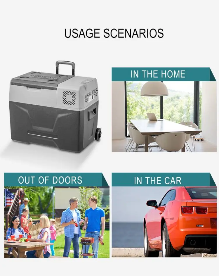 Portable Car Fridge - 30L Dual-Zone Refrigerator with Wheels