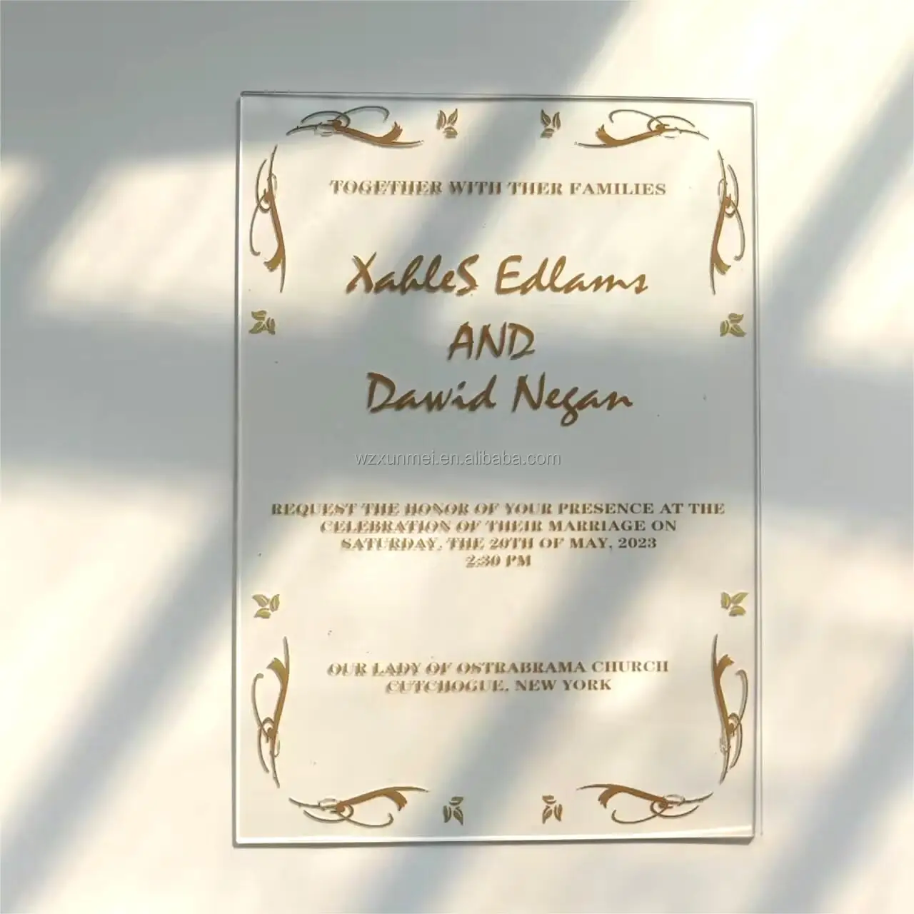 Custom Shape Clear Acrylic Wedding Invitation Card Luxury Transparent ...