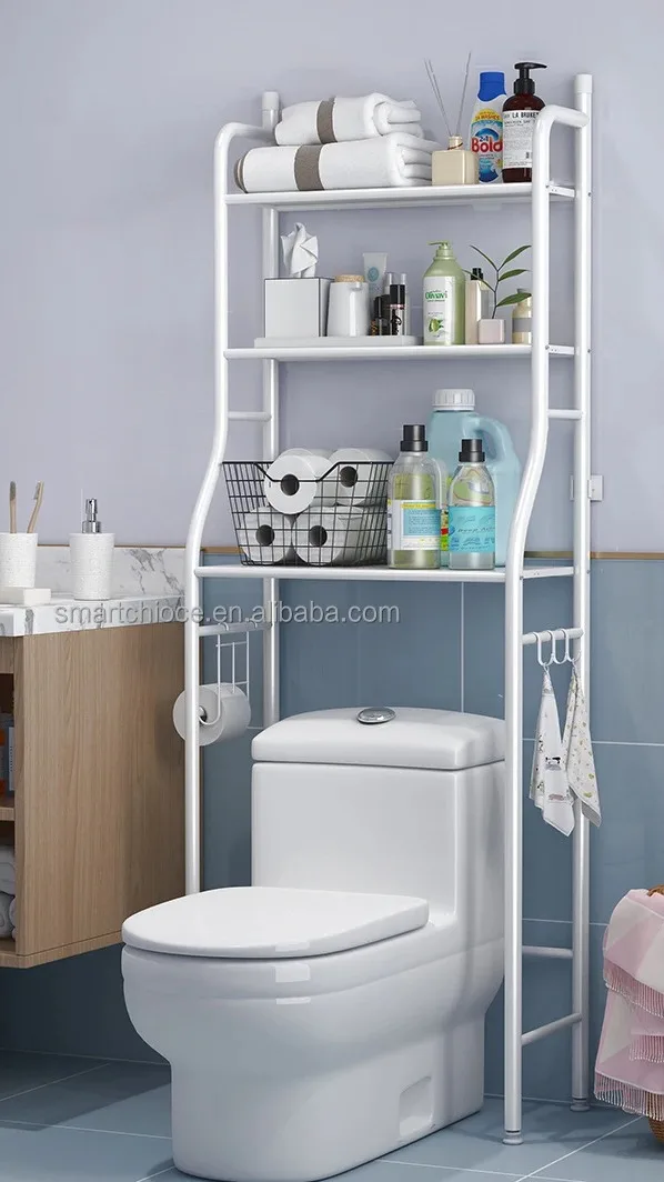 3 Layers Bathroom Storage Rack Toilet Restroom Floor Mounted Rack Non ...