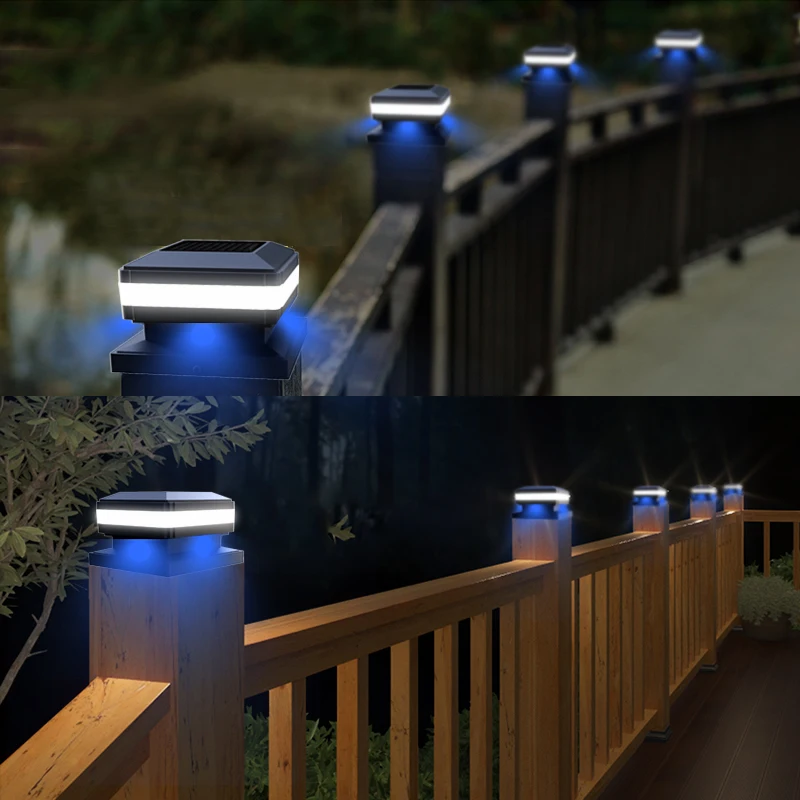 Solar Post Cap Lights 4x4" 5x5" 6*6" Posts White And Blue Color For ...