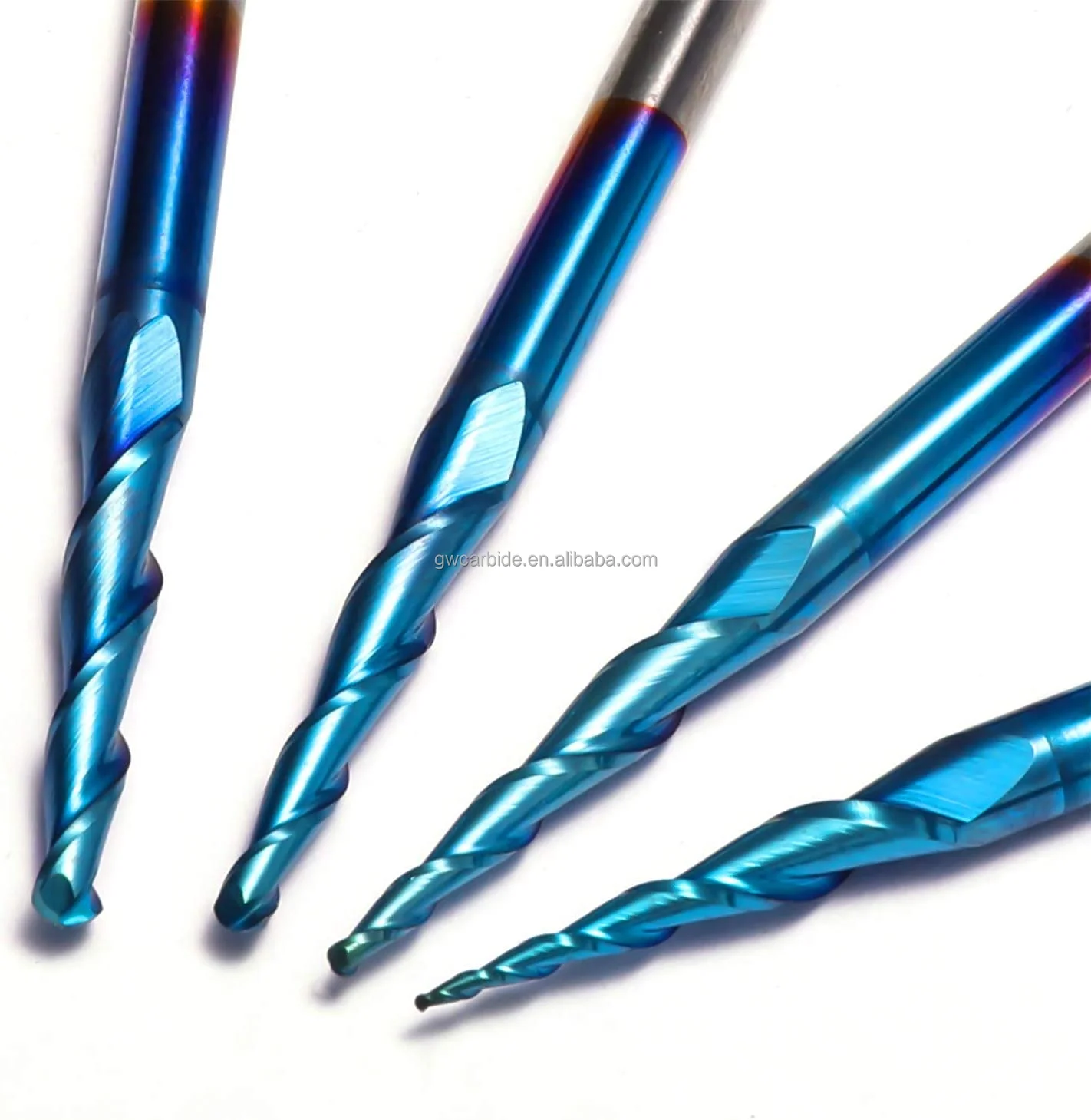 Gw Tapered Ball Nose Cnc Router Bits End Mill R0.25-r1.0,1/8 Shank Nano ...