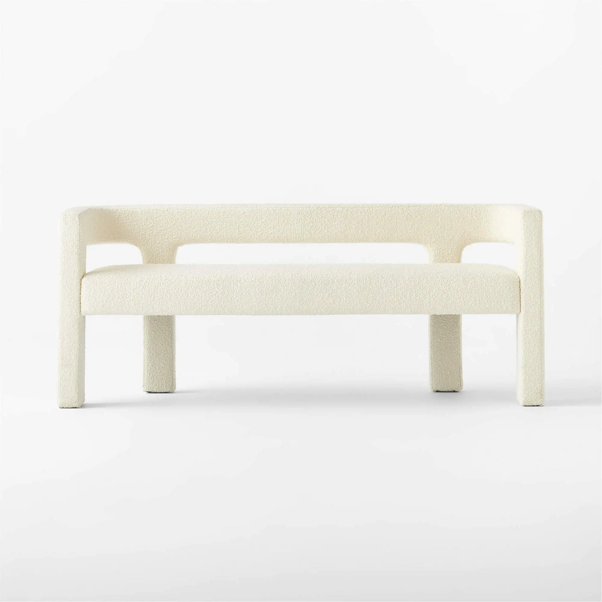 Ivory Boucle Victorian Bench for Living Room Bedroom Entryway Apartment ...