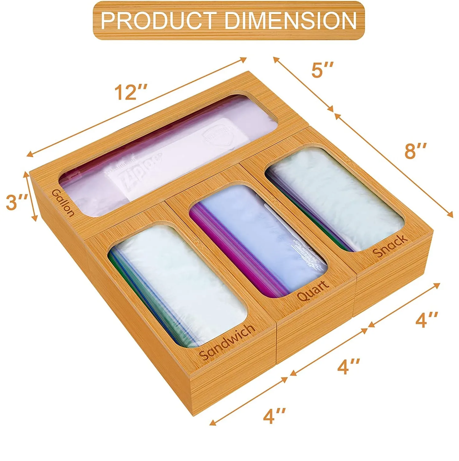 4 Pcs Wood Bamboo Ziplock Bag Storage Organizer Set - Buy Ziplock Bag ...
