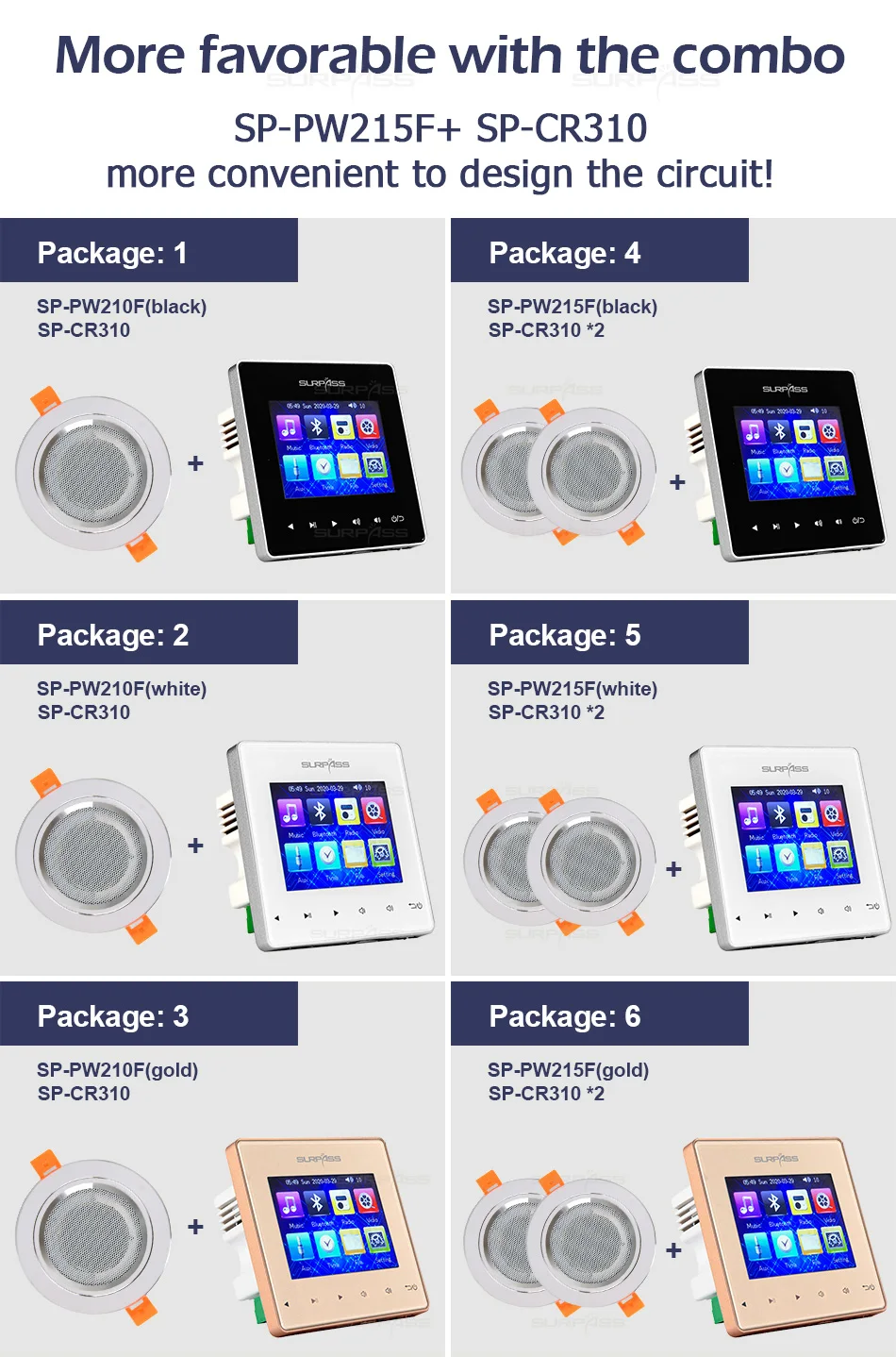 Wall Amplifier With Ceiling Speaker Set Touch Key Panel Pa System Home ...