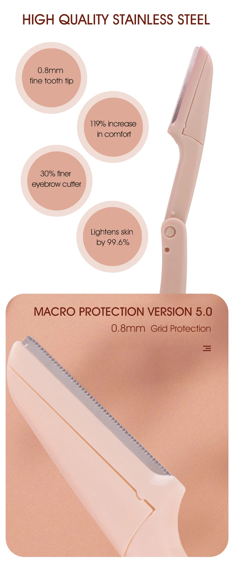 S.Belle Micro-Grooved Teeth Blade Hair Trimmer Shaver 3-Piece Folding ...