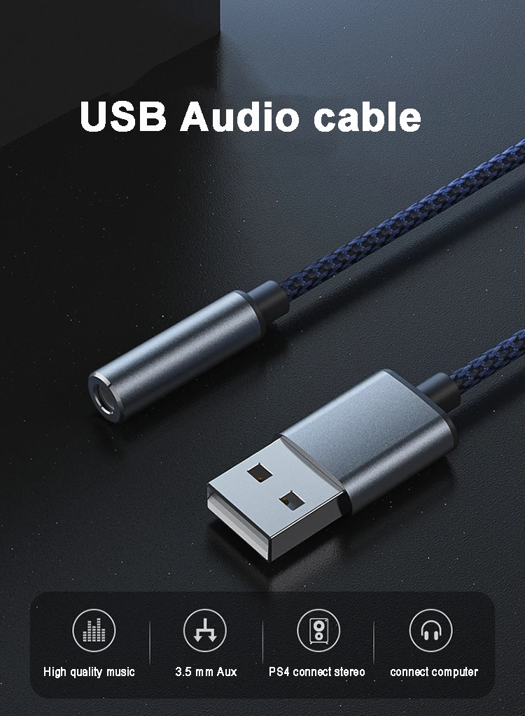 Usb To Jack Audio Adapter,Usb To Aux Cable With Mic-supported Usb To ...