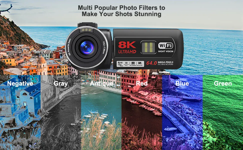 Professional Camcorder 8k Ultra Hd 64mp 15fps Vlogging 18x Zoom Digital ...