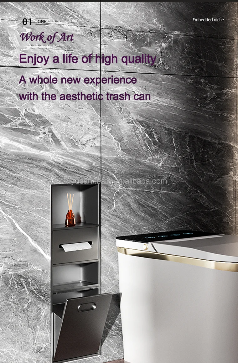 Embedded SUS304 Commercial Rubbish Bin Niche with Toilet Paper Holder ...