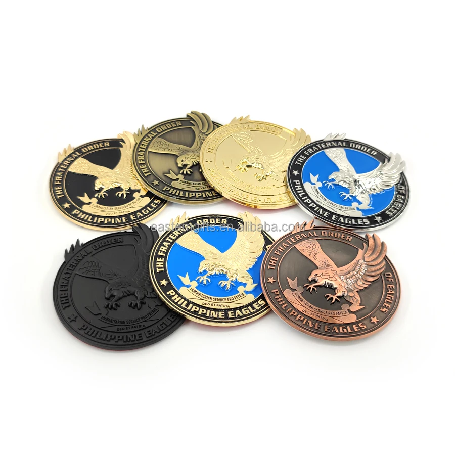 3'' Antique Color Philippine Eagle Badge High Polished 3D logo ...