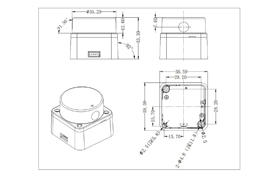 LDROBOT D500 Lidar Kit - 360 Degree Scanning Support ROS1 & ROS2