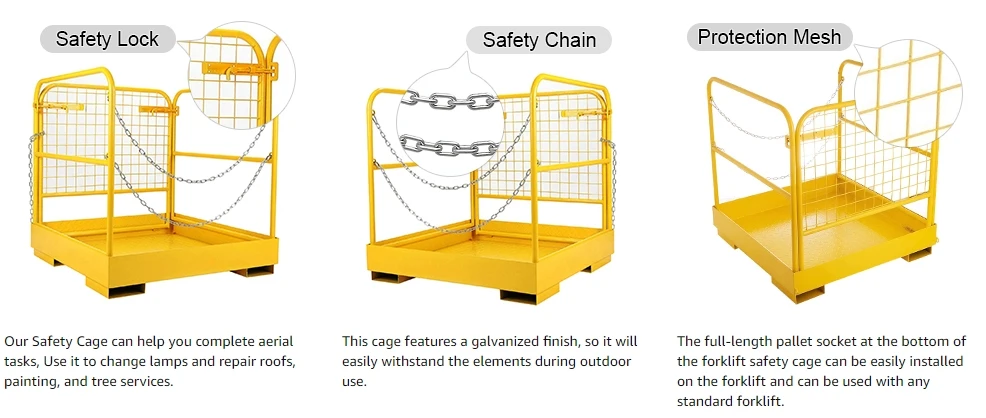 Forklift Safety Cage Work Platform 36"x36" - Collapsible Lift Basket ...