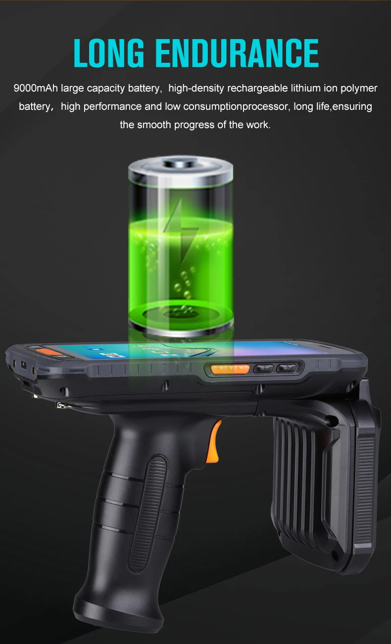 Portable Scanner Barcode Android Handheld UHF RFID Reader with Long ...