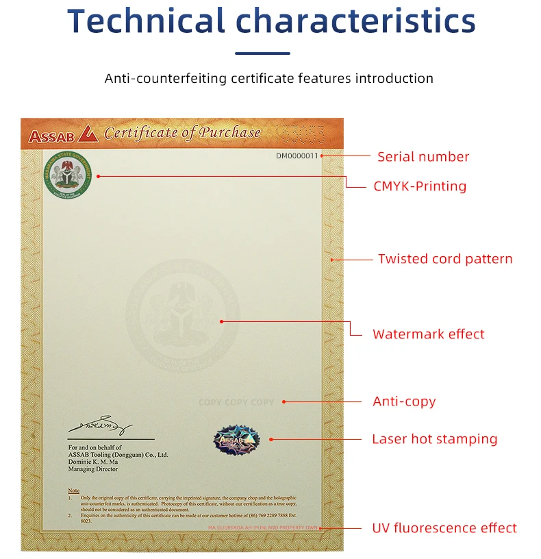 Yutai Custom Paper Bronzing Certificate,Security Parchment Paper,Kraft ...