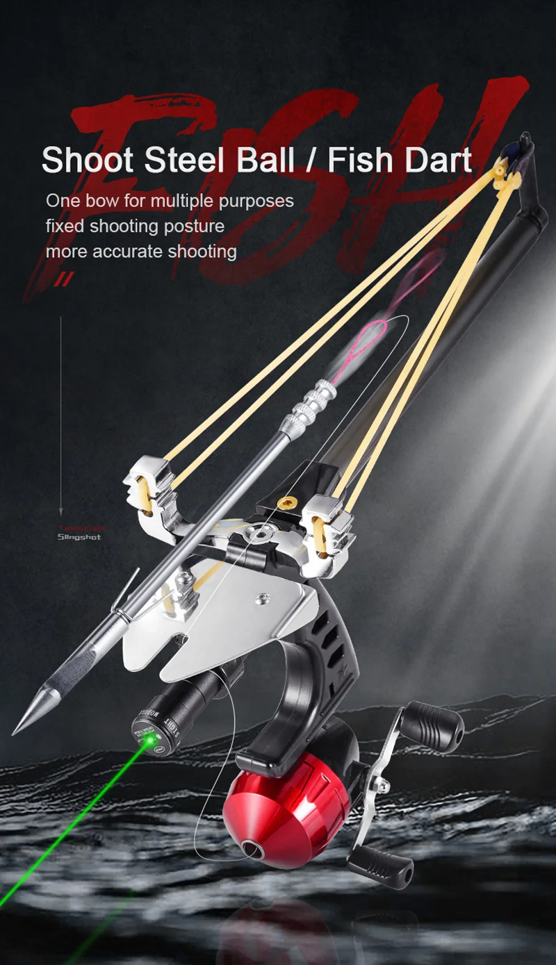 SYQT Laser Long Rod Telescopic Catapult Remote Hunting Slingshot