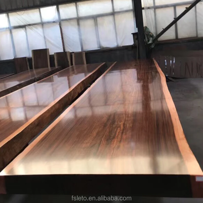 Customizable Air-Dried Solid Okan Wood Slab for Tables