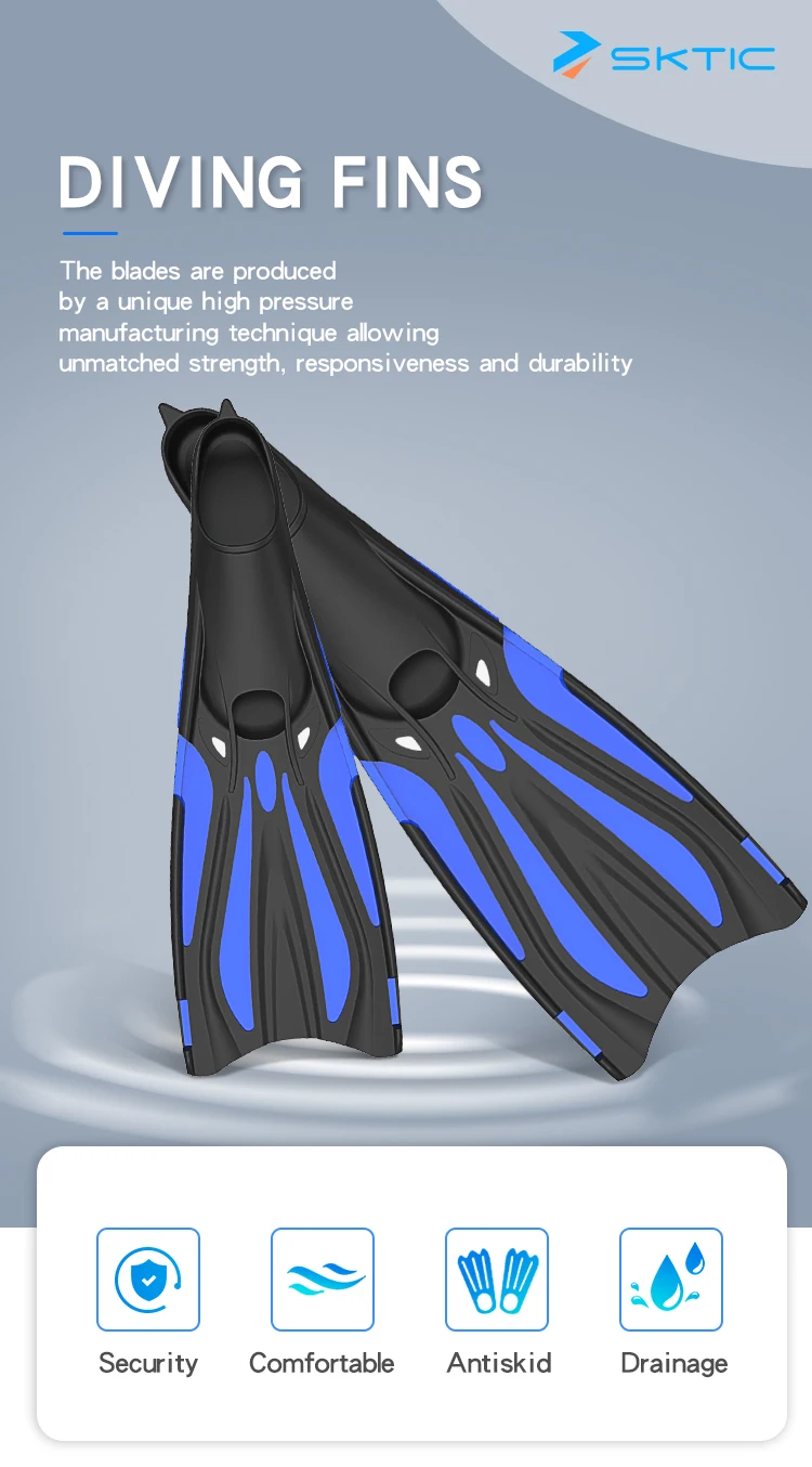 Adult Swimming Fins Scuba Diving Equipment Fins Full Silicone Foot ...