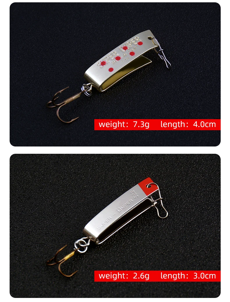 U-shaped Sequins Lure Super Duper Bass Trout Panfish Metal Spoon Trolling Casting Fishing Lure ...