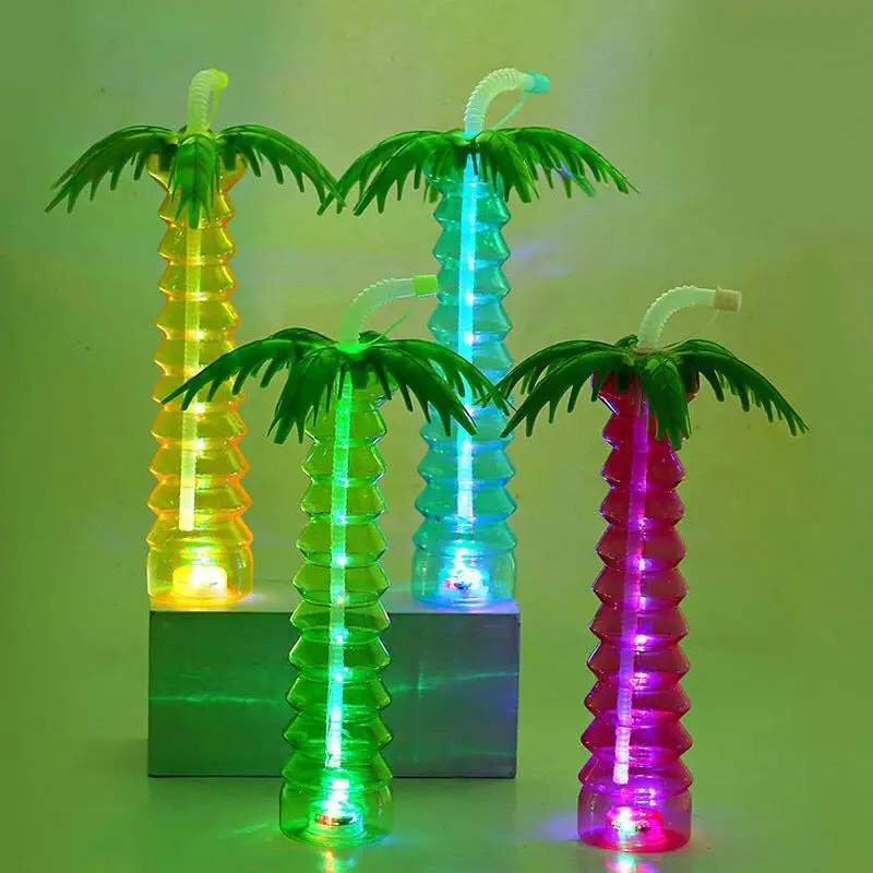 Luminous Plastic Cup Juice Drink Milk Tea Coffee Cold Drink Straw ...