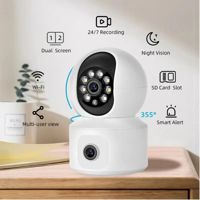 Icsee 2K 4MP Dual Lens Color Night Vision Auto Tracking Camera