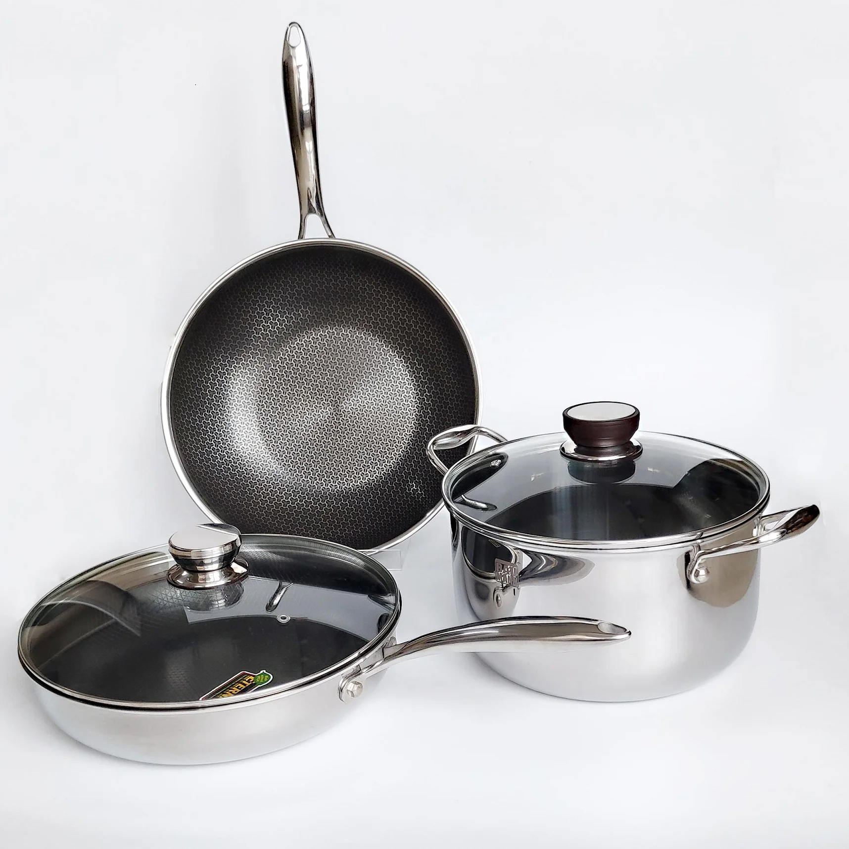 Triply Sus 30cm Cooking Honeycomb Nonstick Cookware Chinese Wok Pan ...