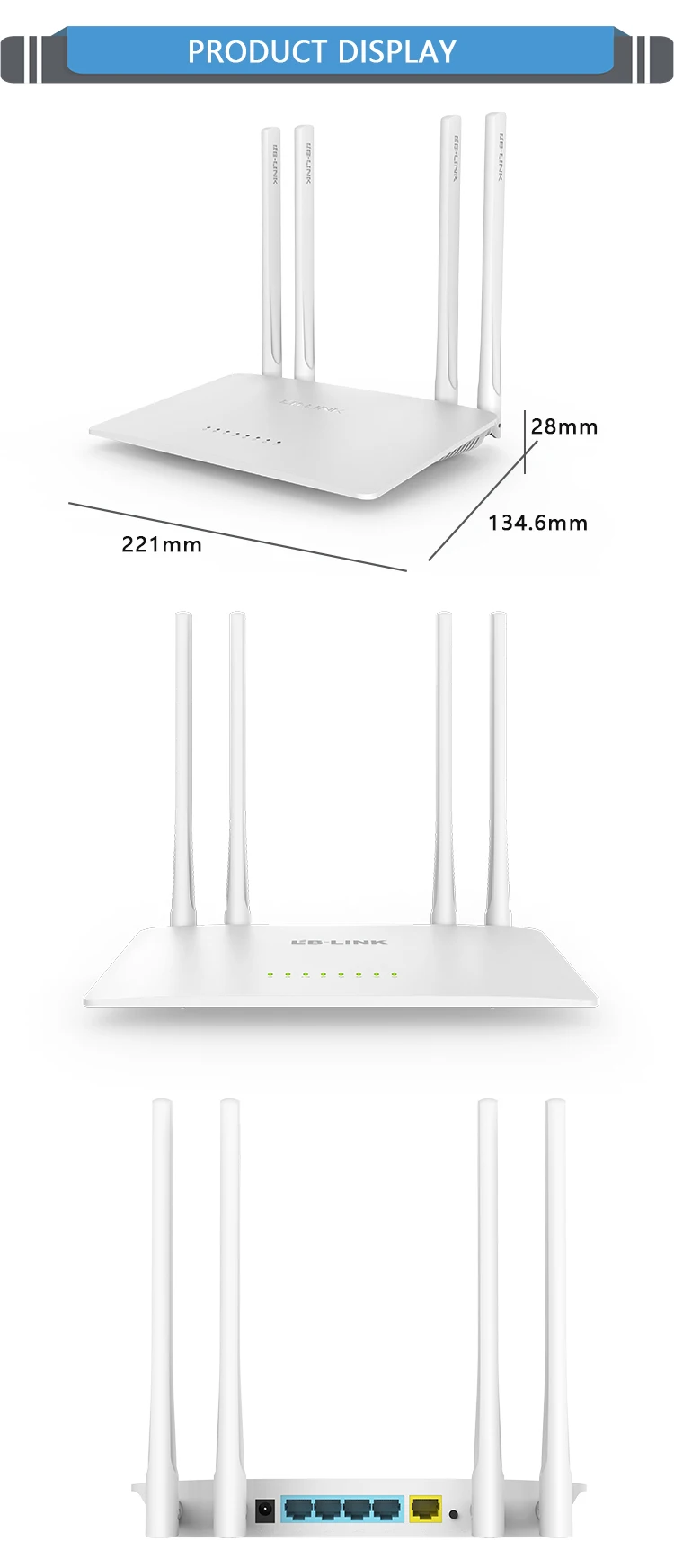 Home Use 4 Antennas Wifi 4g Router 1200mbps 11ac Wireless Dual Band ...