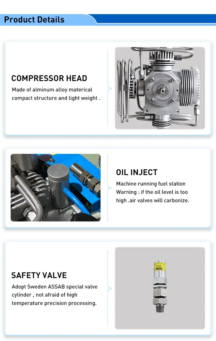 Auto Stop 100L/min 30Mpa 300bar Breathing Air Compressor Scuba Diving ...