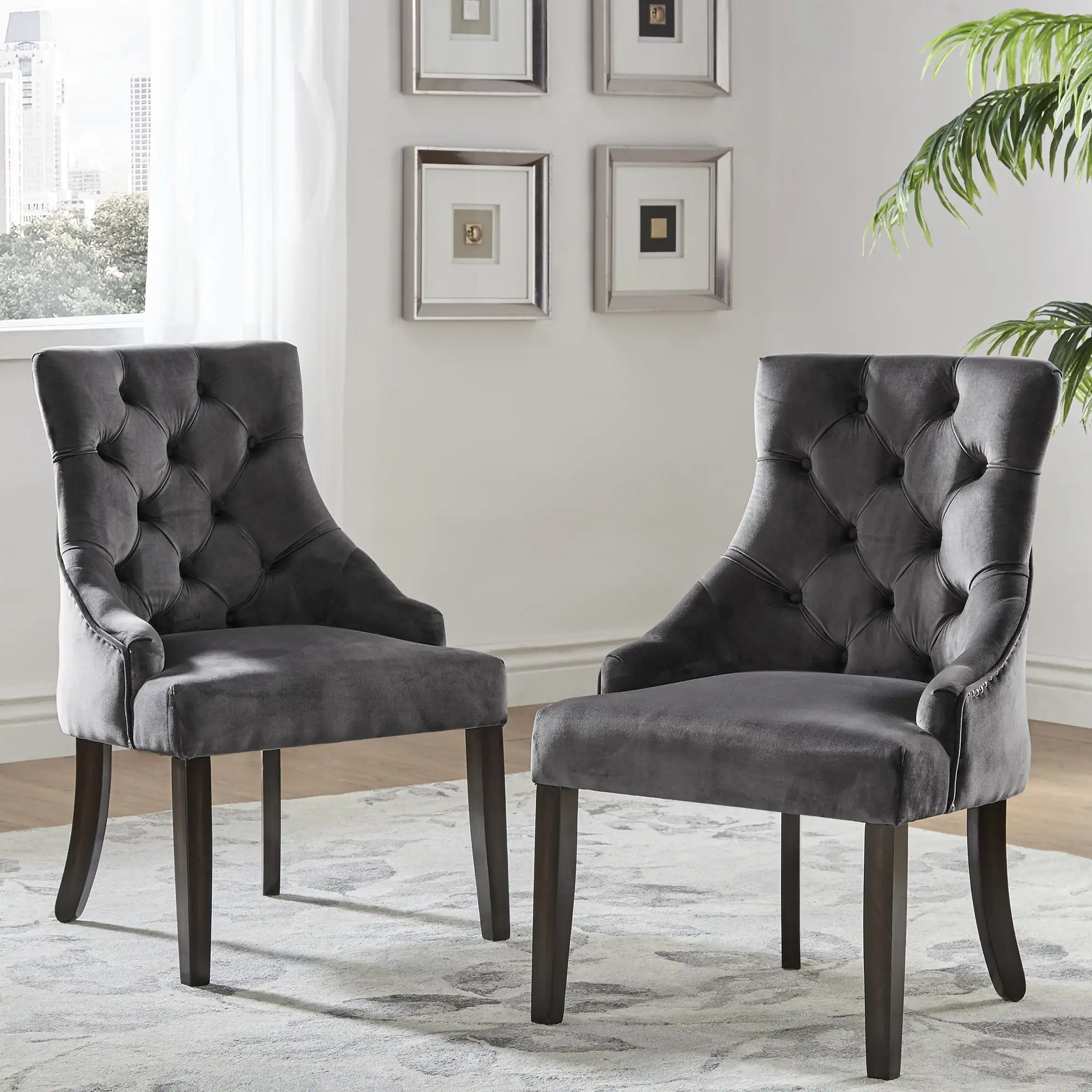 Custom Modern Luxury Upholstered Chesterfield Dining Chairs